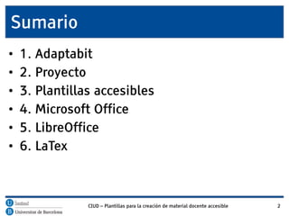 Plantillas para la creación de material docente accesible con herramientas ofimáticas y LaTex | PDF