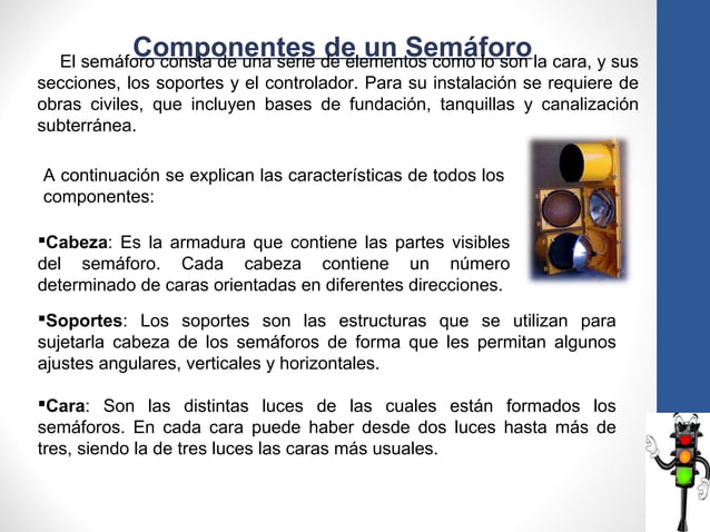 Presentacion componentes de semaforo | PPT