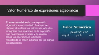 Presentacion de expresiones algebraicas | PPTX