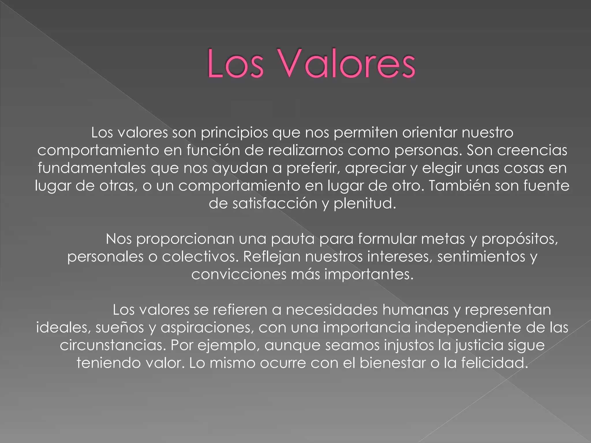 Presentacion de los valores lista | PPT