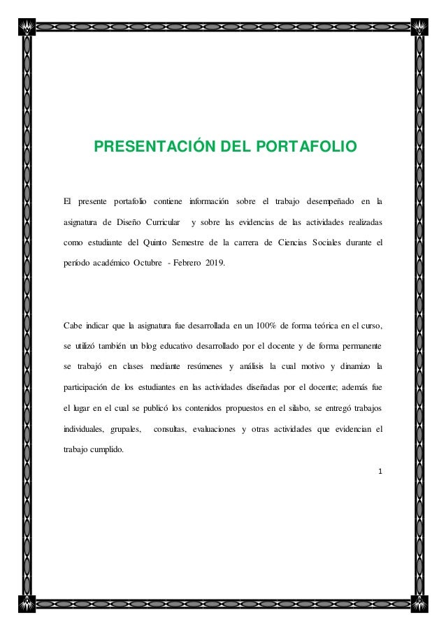 Ejemplo De Introduccion Para Un Portafolio De Evidencias