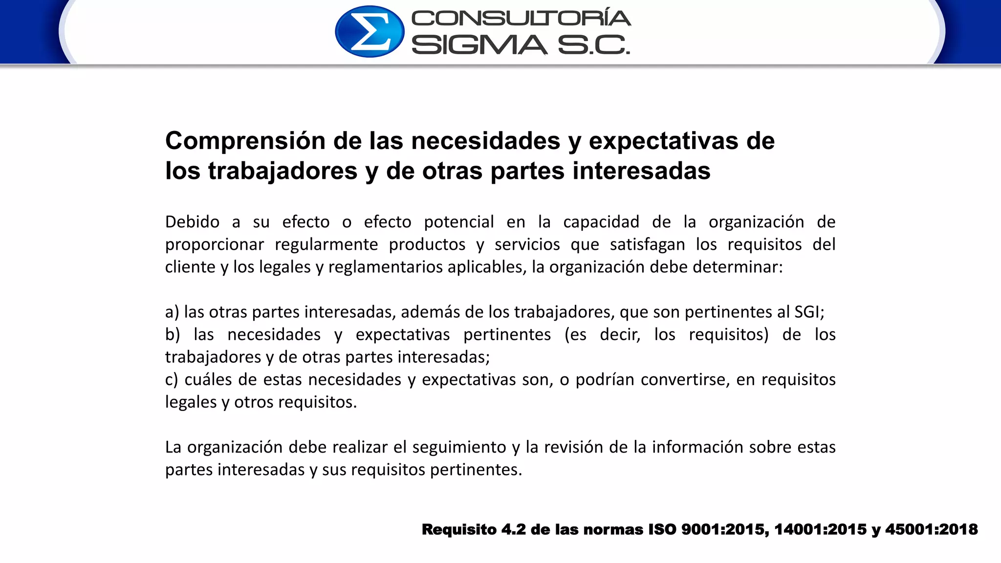 Presentacion de partes interesadas ISO 9001:2015, ISO 14001:2015, ISO ...