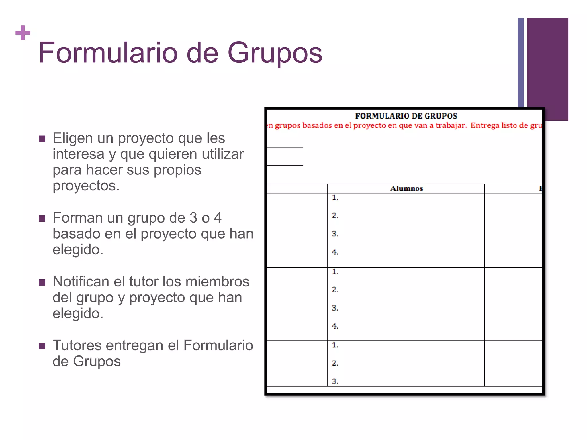 Presentación de proyectos y visitas | PPTX
