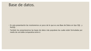 Presentación Base de Datos | PPTX