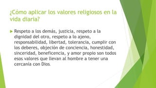 Presentacion de valores religiosos | PPTX