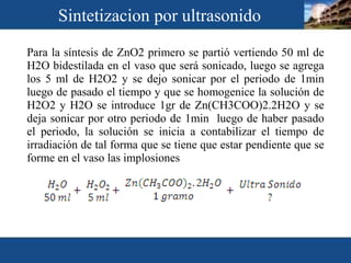 Síntesis y caracterización de nanopartículas de ZnO2 y sus aplicaciones ...