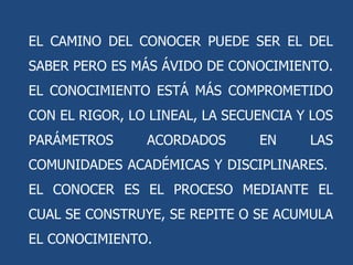 Presentacion el saber y el conocer | PPT