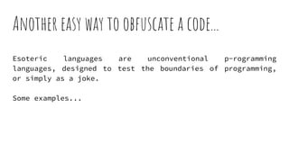 The wonderfull world of obfuscated code | PPT