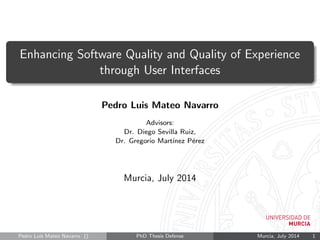 PhD Thesis Defense - Enhancing Software Quality and Quality of ...