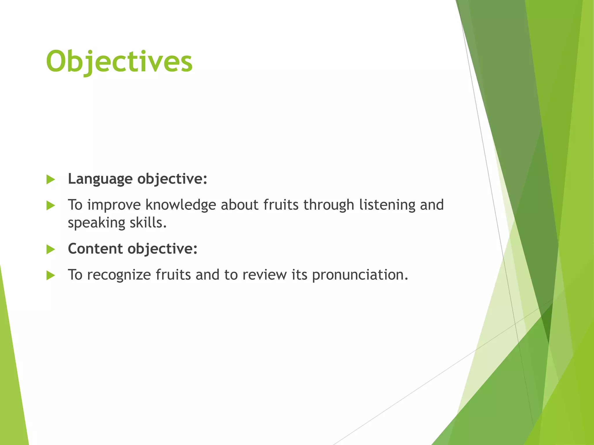 Presentacion lesson plan fruits | PPTX