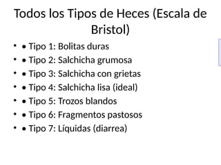 explicacion de los tipos de heces y sus variantes | PPTX