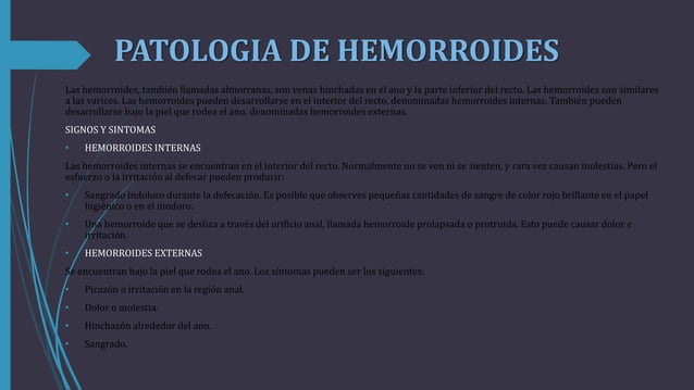PRESENTACION Hemorroidectomia en pacientes con hemorroides | PDF