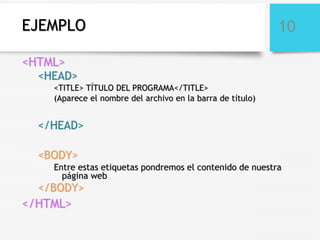 Conceptos Etiquetas de HTML | PPTX