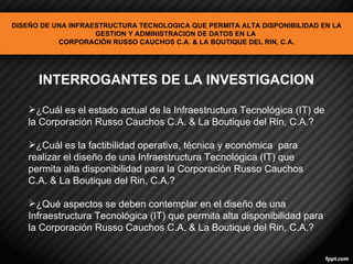 DISEÑO DE UNA INFRAESTRUCTURA TECNOLOGICA (IT) QUE PERMITA ALTA ...