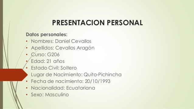 Presentacion Personal De Una Persona - slingo