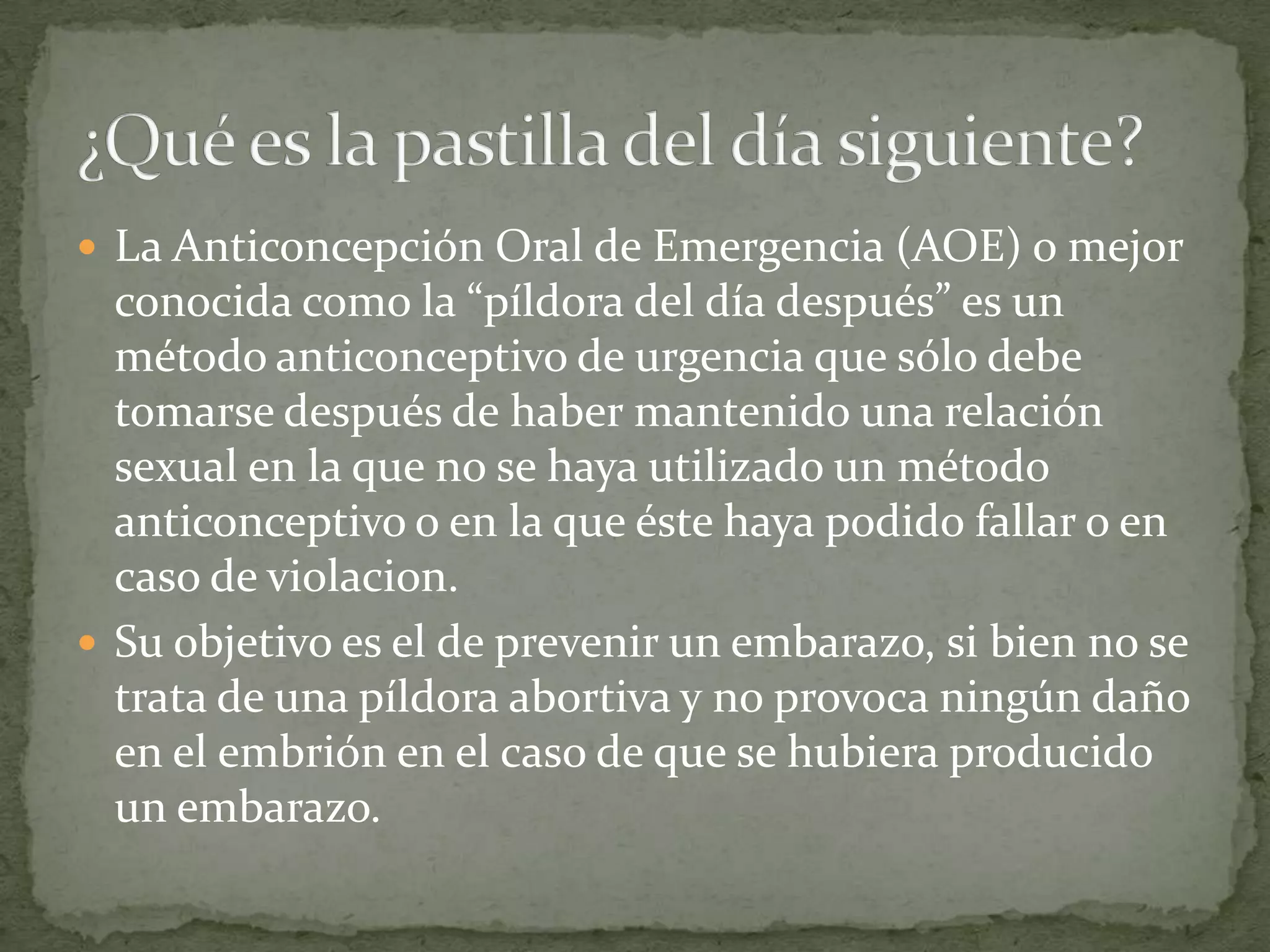 Presentacion pildora del dia siguiente | PPTX