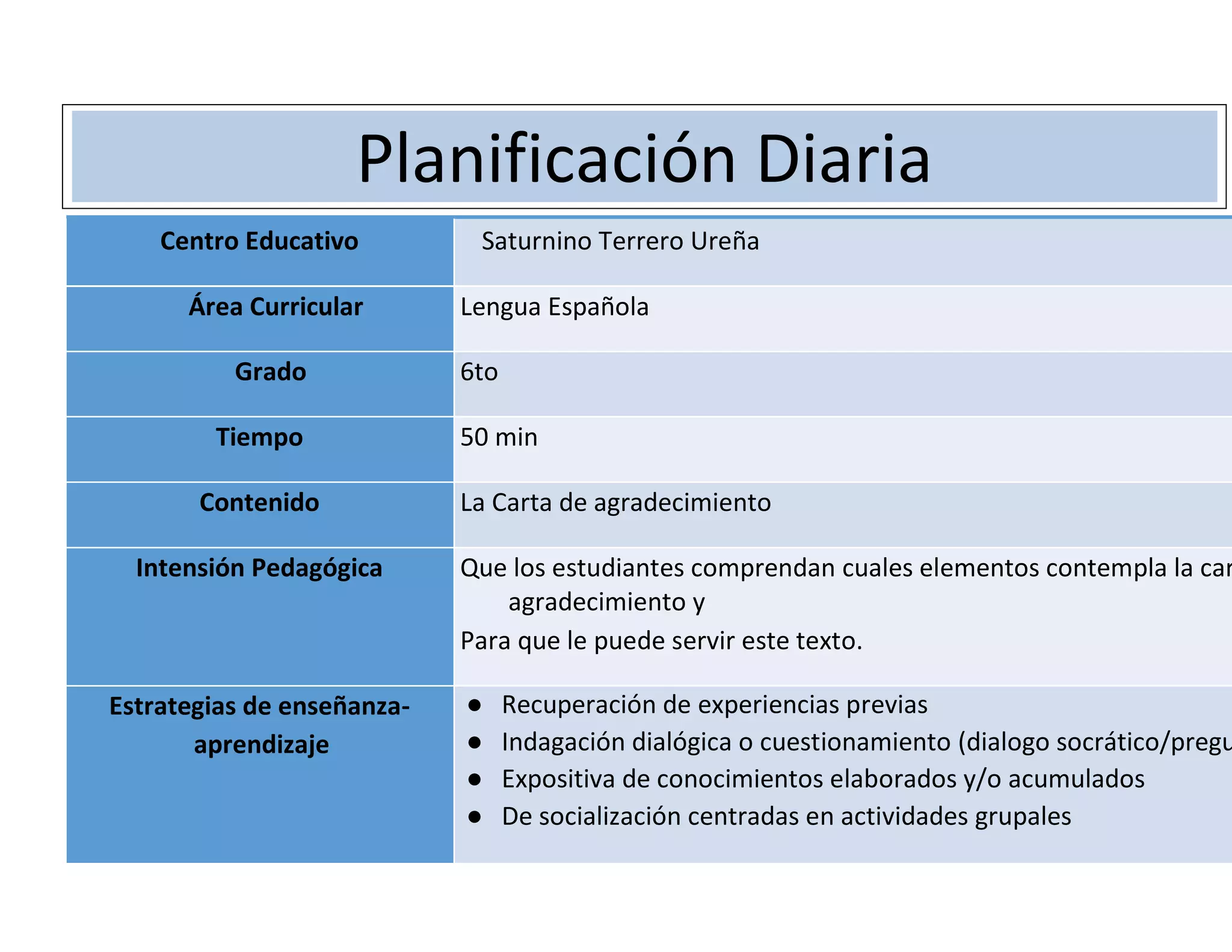 Presentación plan diario de clase segunda | PDF