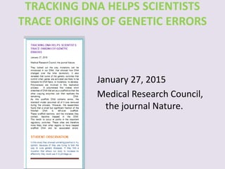 Molecular switch that regulates DNA replication and tracking DNA | PPTX