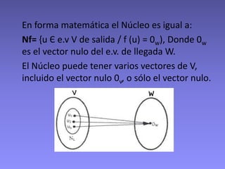 NÚCLEO E IMAGEN DE UNA TRANSFORMACIÓN LINEAL | PPTX