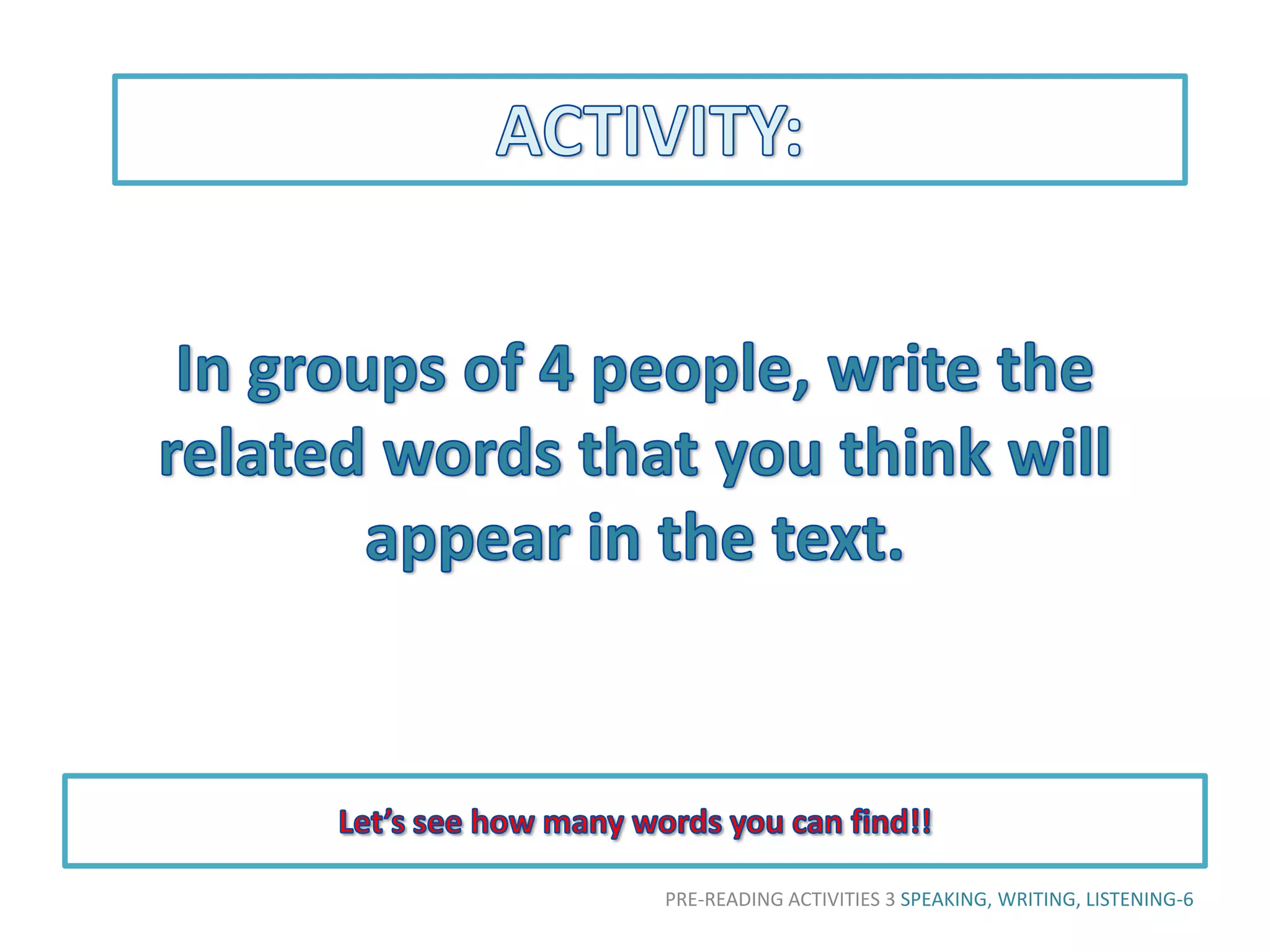 Pre, while and post-reading activities | PPTX