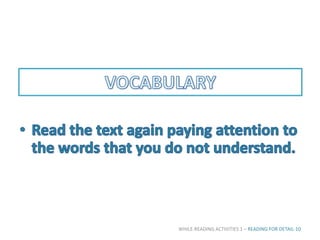 Pre, while and post-reading activities | PPTX