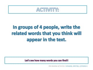 Pre, while and post-reading activities | PPTX