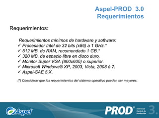 Aspel PROD | Sistema de Produccioón | PDF