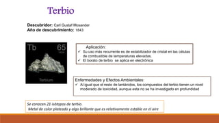 Metales de Transición Interna Lantánidos y Actinidos (tierras raras) | PPTX