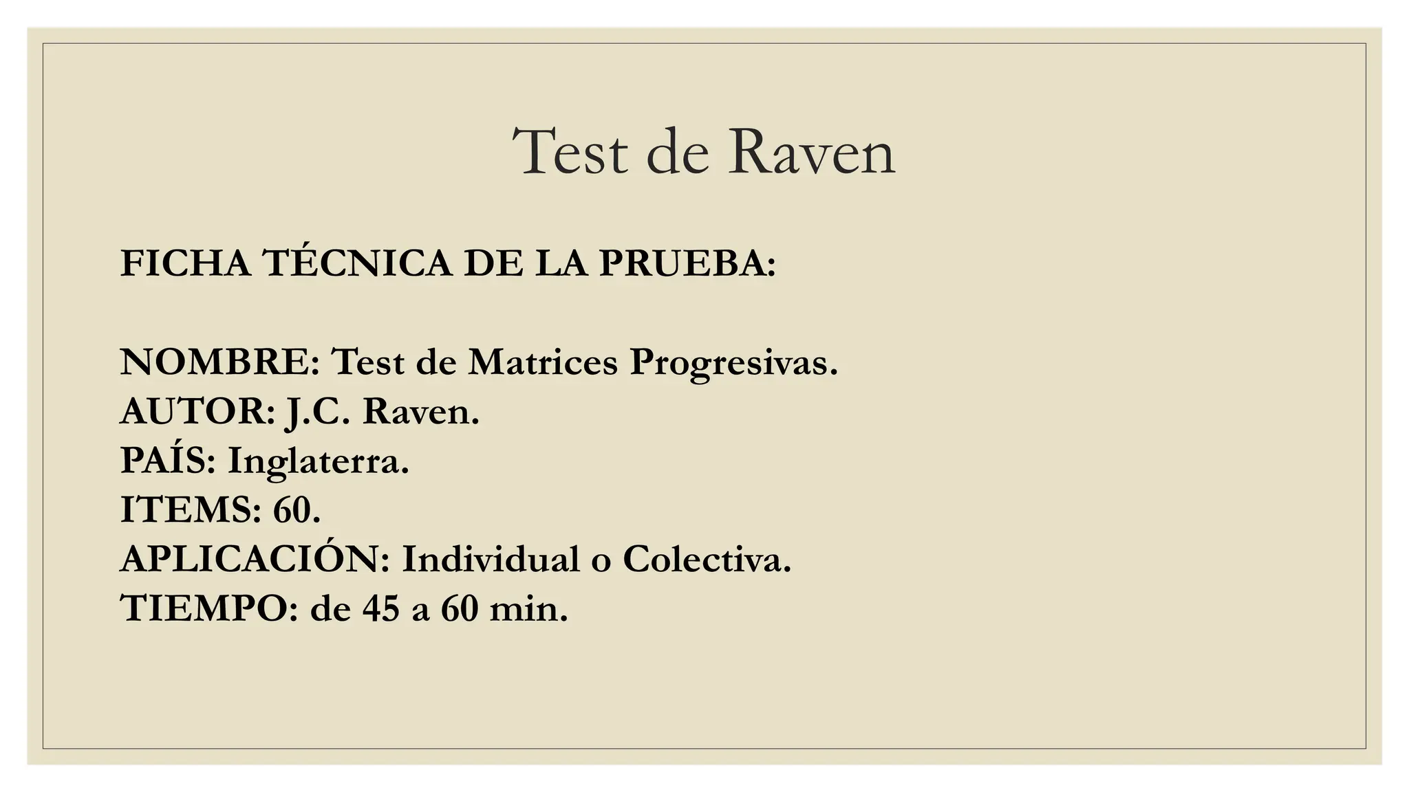 Test de matrices progresivas general Presentación | PPTX | Educational ...