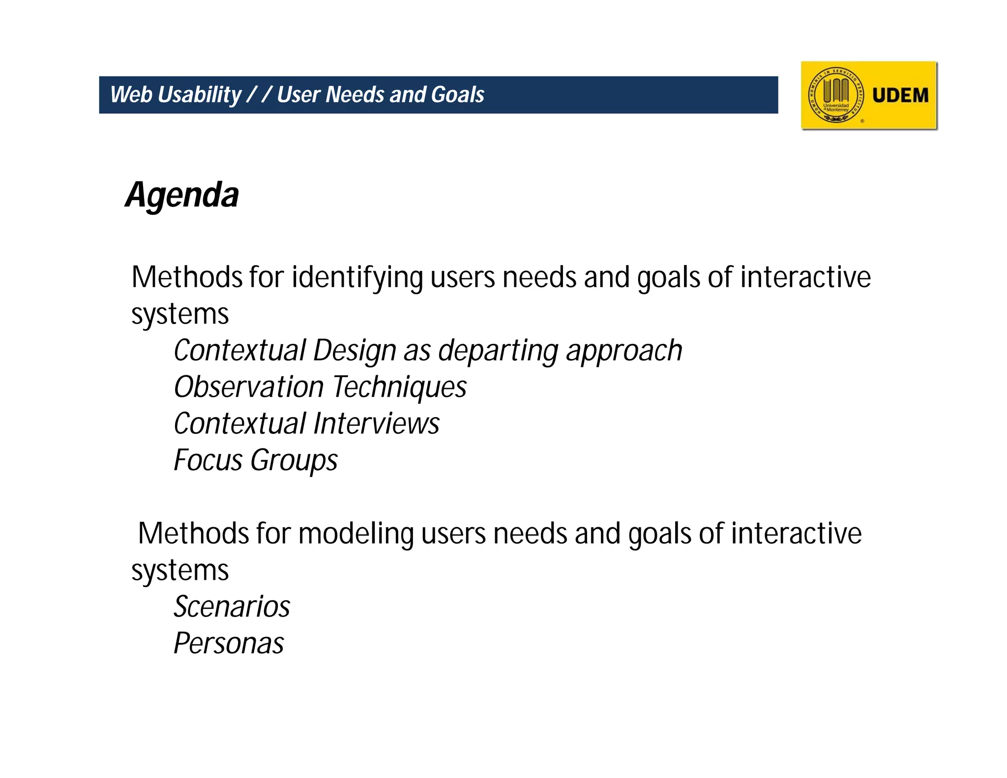 Methods for Identifying and Modeling Users Needs | PDF
