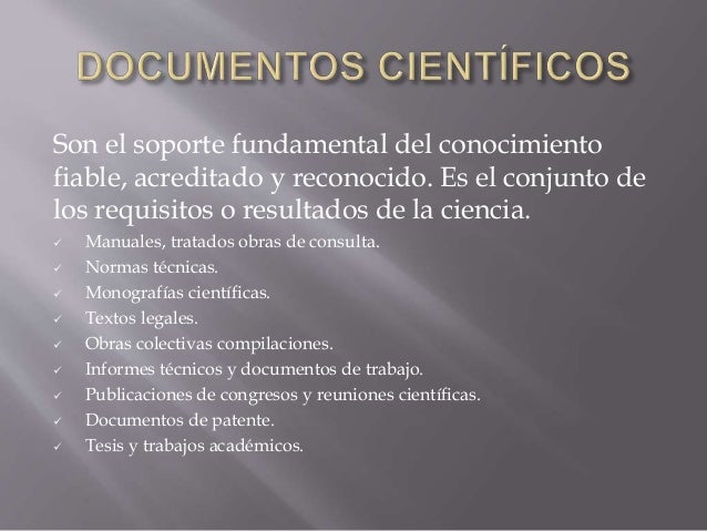 TIPOS DE DOCUMENTOS CIENTIFICOS