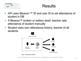 Bachelor thesis: class attendance by using iBeacon technology in a hybrid application | PPTX
