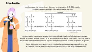Lípidos Éter: Estructura, Funciones y Relevancia Clínica en Biología | PDF