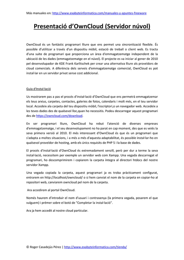 Presentació d'Owncloud | PDF