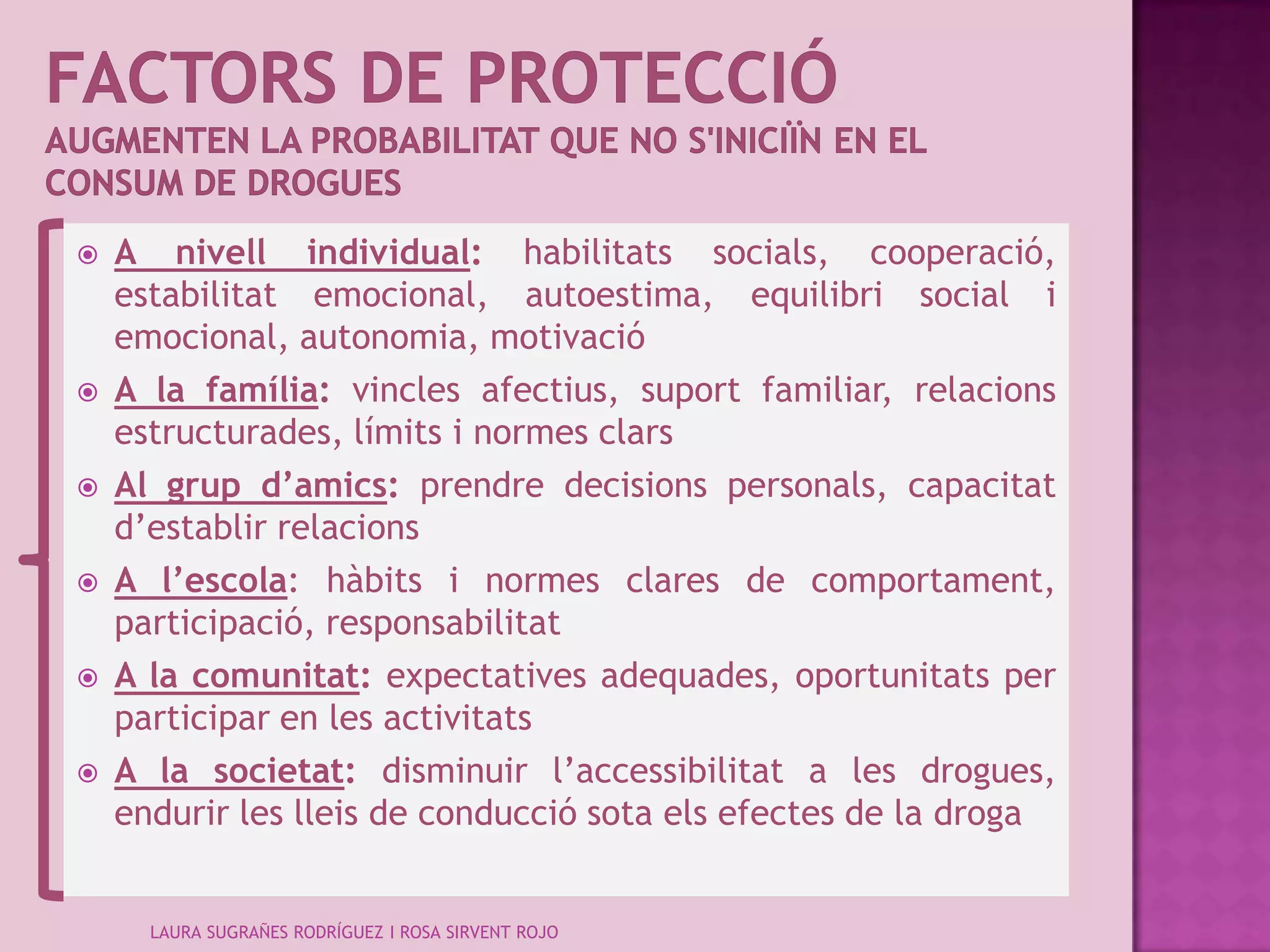 Prevenció: Factors de risc i factors de protecció | PPTX
