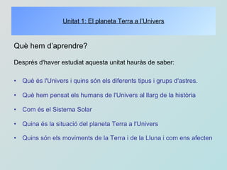 resum de la unitat 1: astronomia | PPT
