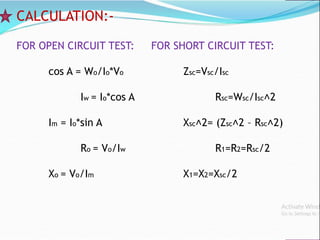 Open circuit and Short circuit Test Presentaion | PPTX