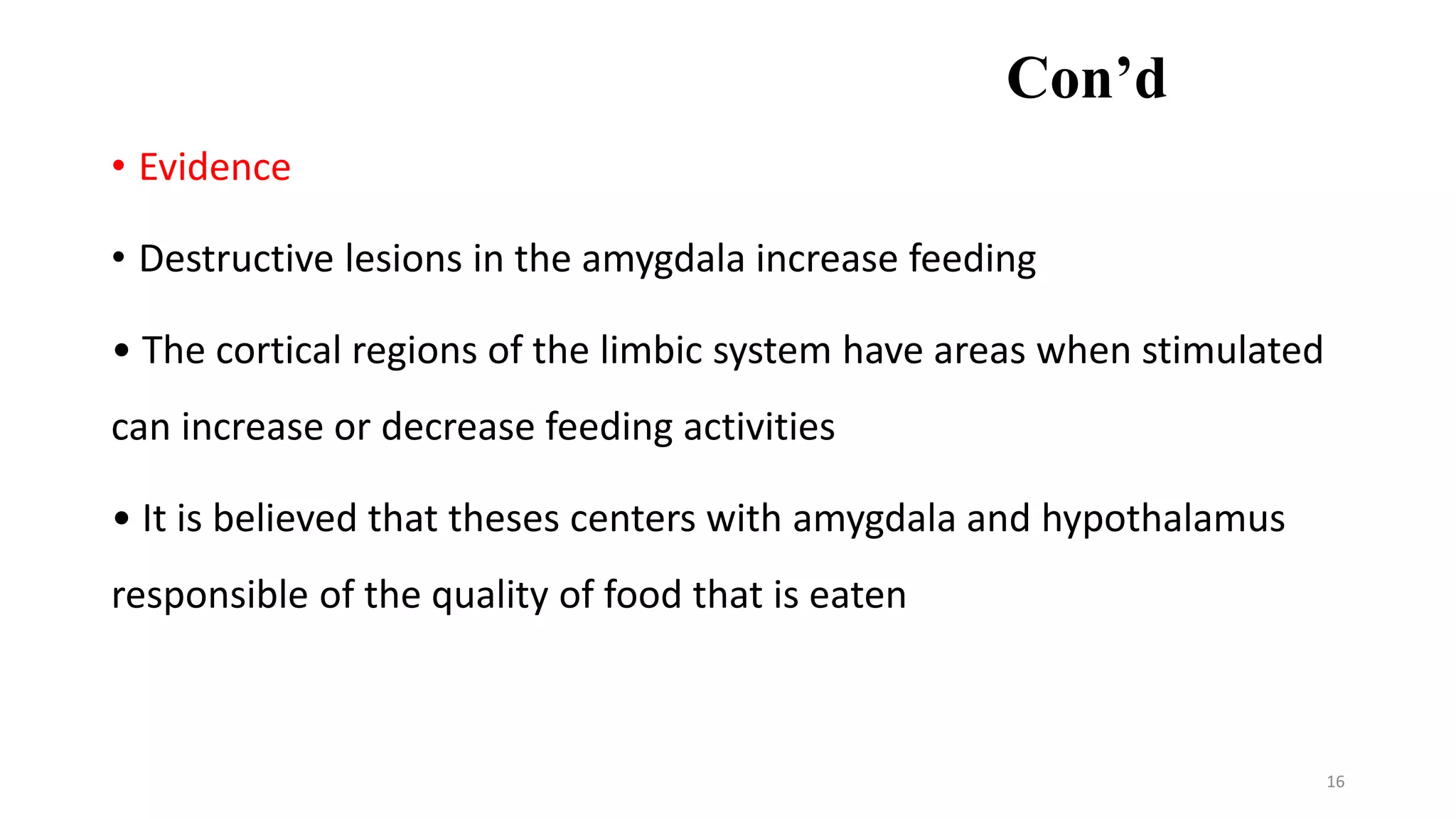 Neural mechanism of food and water intake | PPTX