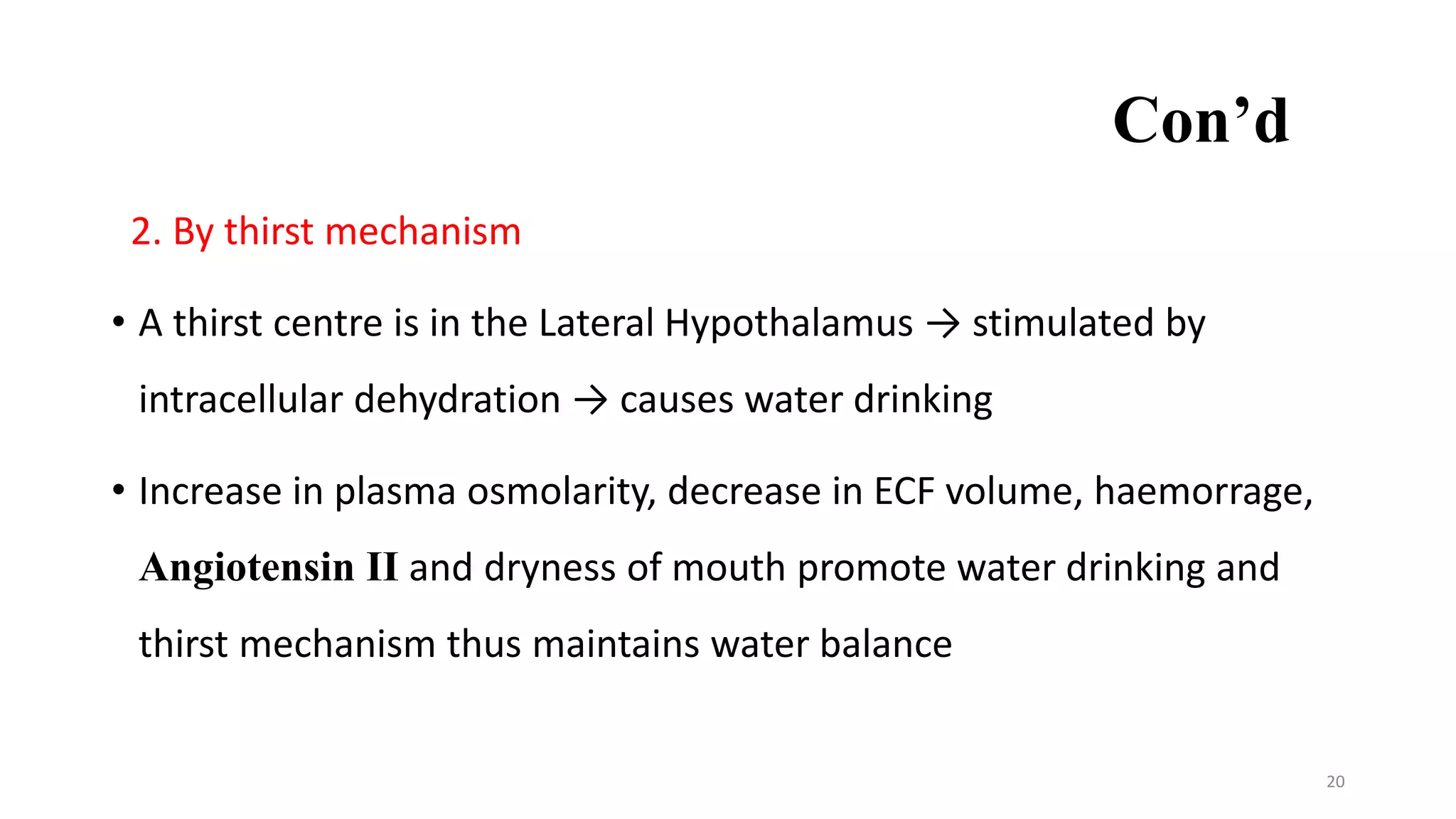 Neural mechanism of food and water intake | PPTX