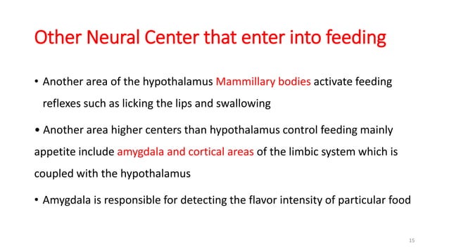 Neural mechanism of food and water intake | PPTX