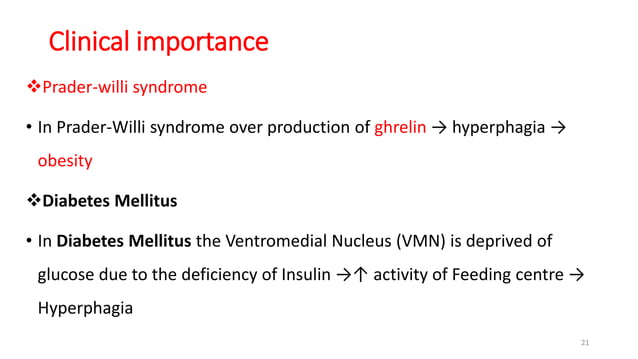 Neural mechanism of food and water intake | PPTX