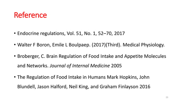 Neural mechanism of food and water intake | PPTX