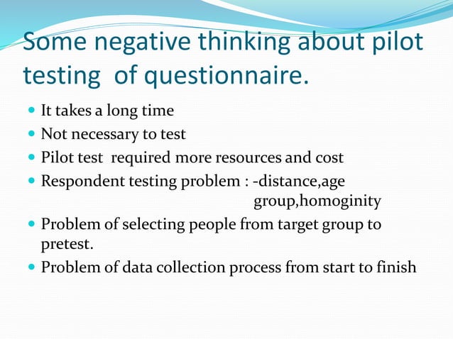 pilot testing of questionnaire | PPTX