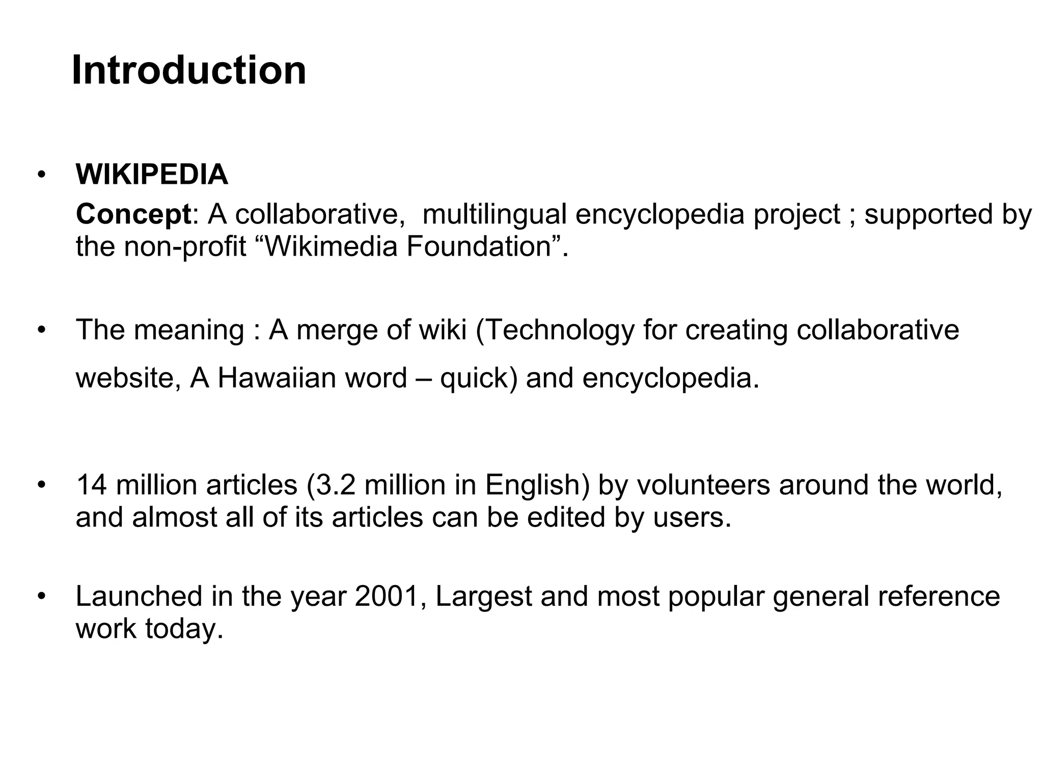 WIKIPEDIA : INTERACTIVE INFORMATION SHARING PLATFORM | PPT
