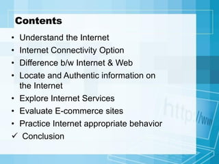 Presentaion web and internet by (falak usman) | PPT