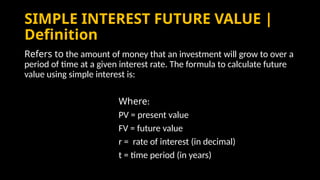 PRESENT AND FUTURE VALUE. (SIMPLE & COMPOUND INTEREST)pptx.pptx