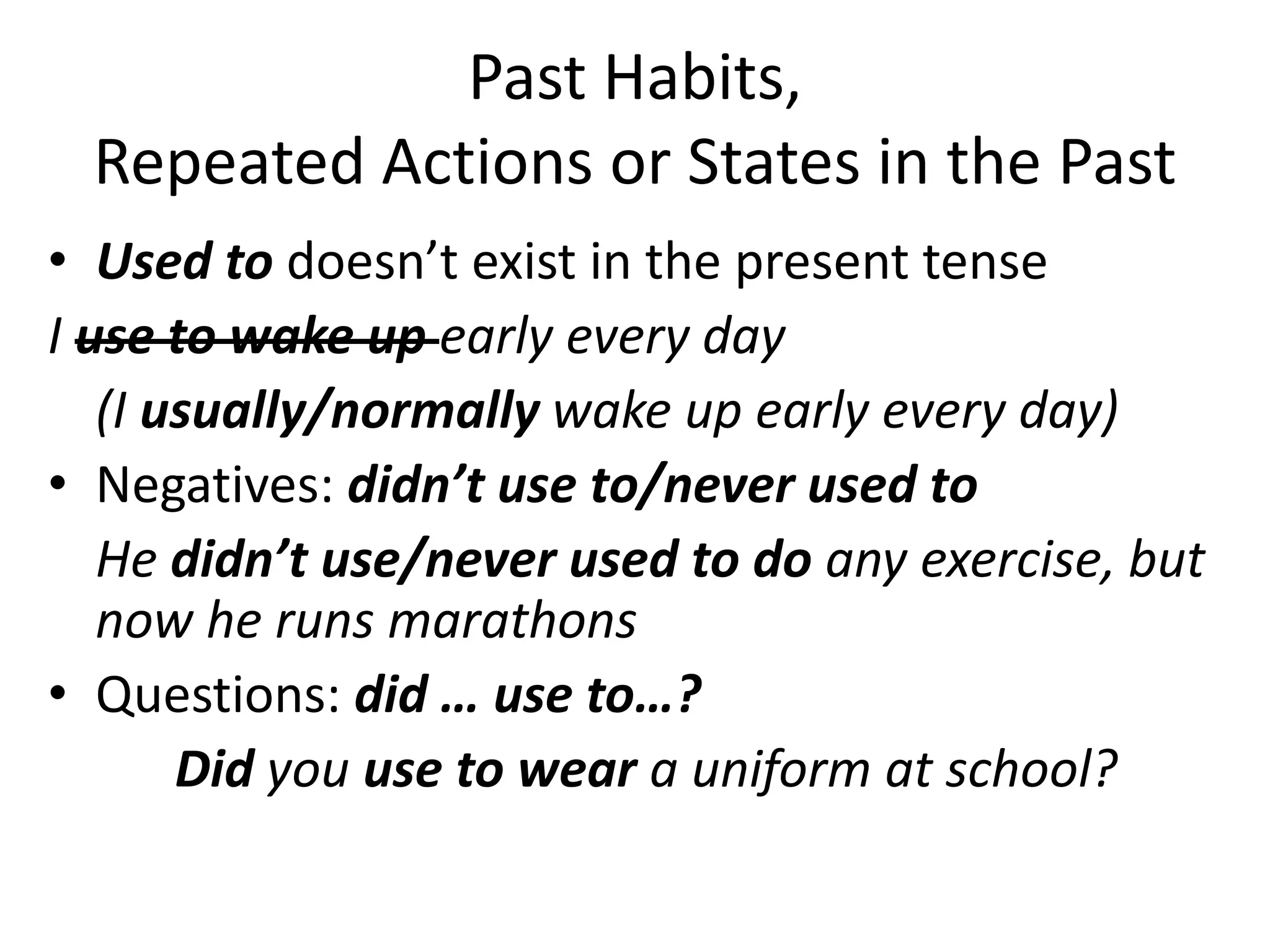 Present and past habits | PPTX