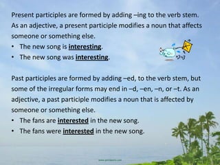 Present and past participle as adjective new.. | PPTX