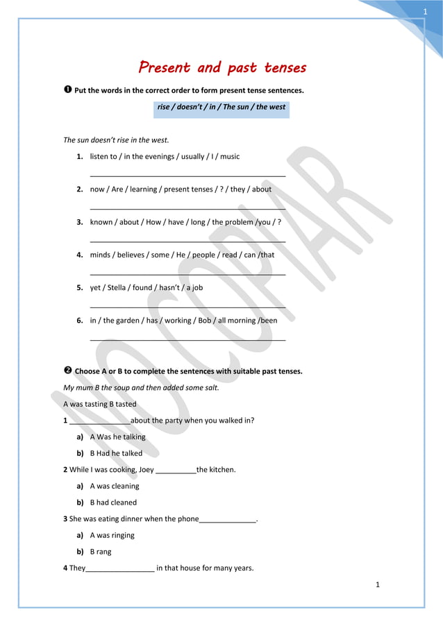 Present and past tenses | PDF
