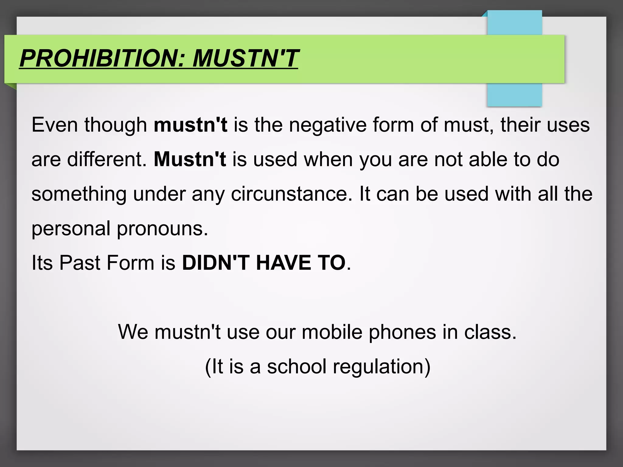 Present and past use of modal auxiliaries | PPT